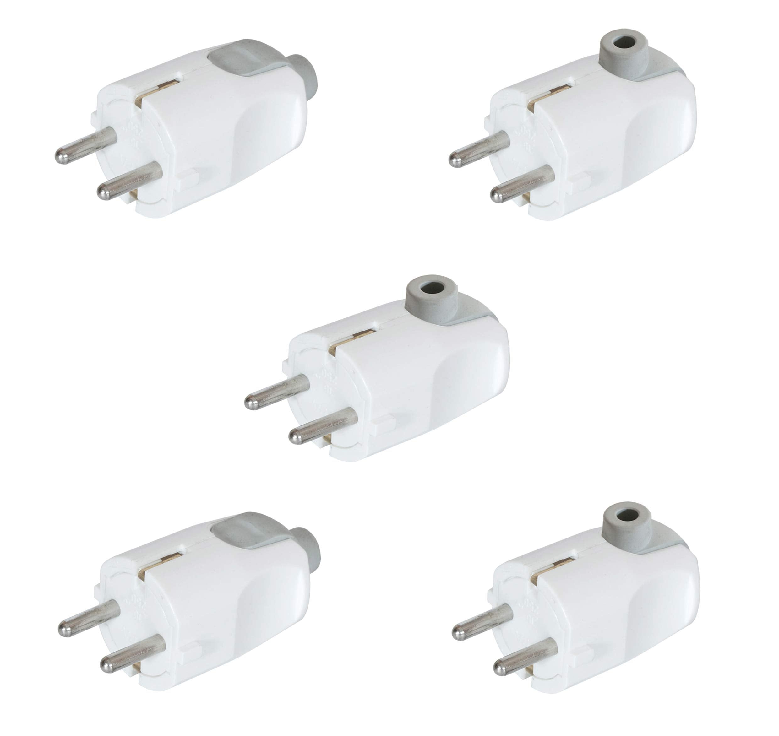 Pack of 5 Schuko plug angle protective contact plug 220 V angle socket